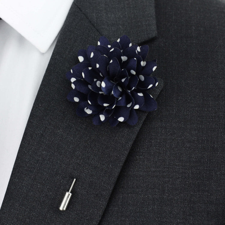 Silk Flower Lapel Pin, Navy and White Polka Dots – Lapel Pins | Ties ...